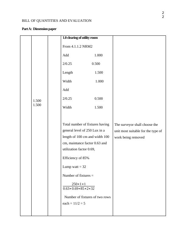 Civil Engineering: Quantities and Evaluation Report