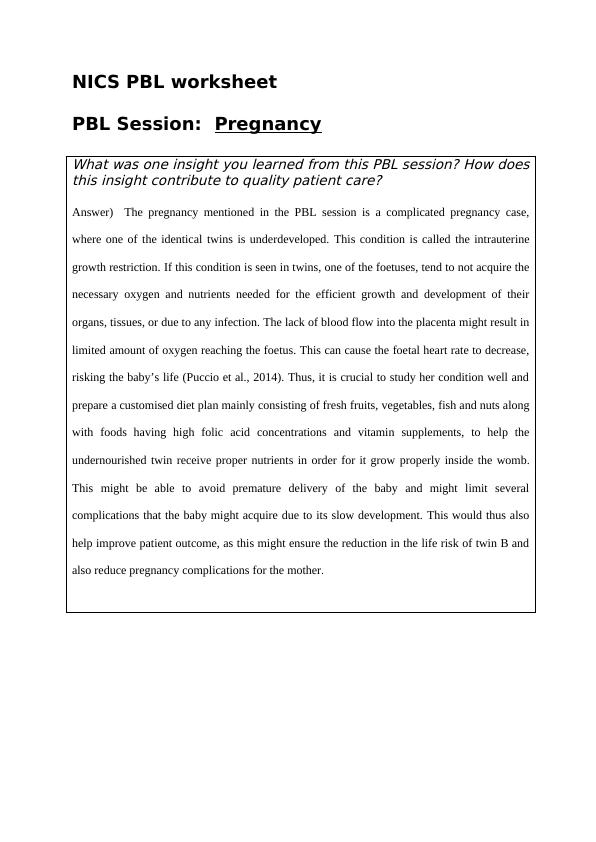 Adelaide Nursing School: Pregnancy PBL Session Review