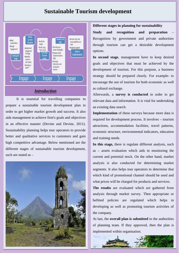 Sustainable Tourism Planning and Development Report