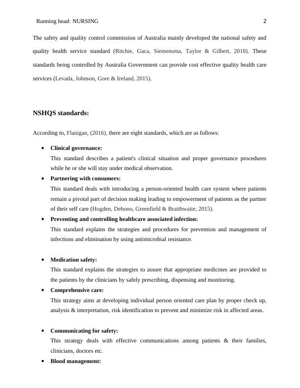 Industry Reflection National Safety and Quality Standards