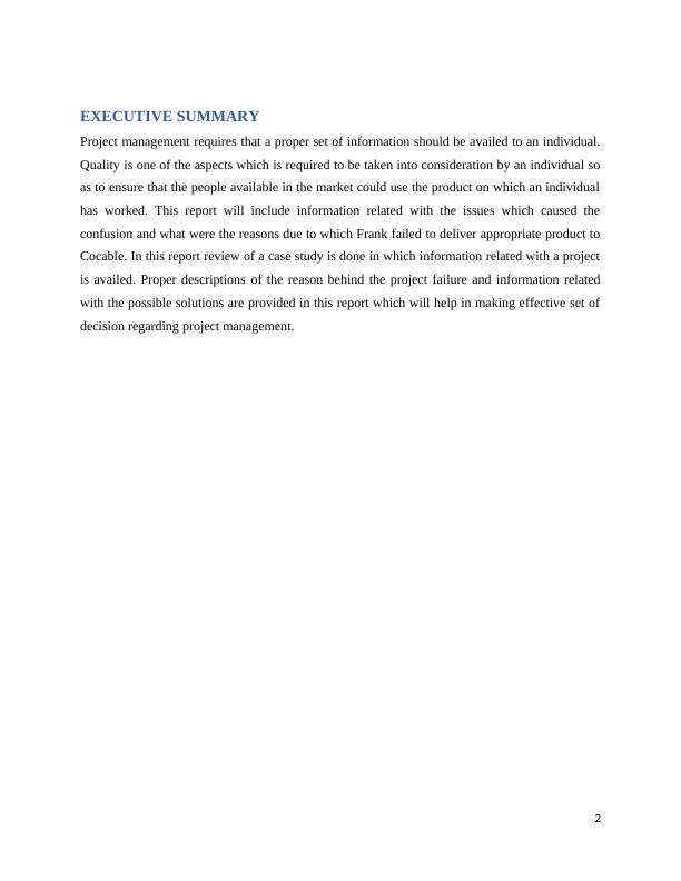 Project Management Report: Executive Summary and Case Study