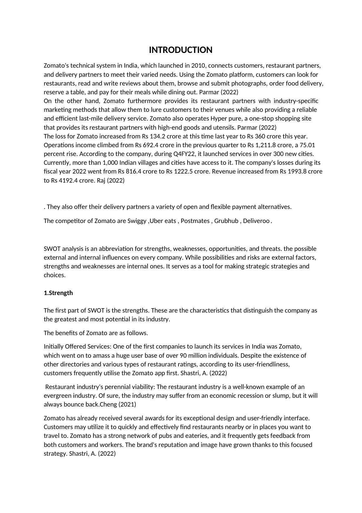 Swot Analysis Of Zomato A Complete 