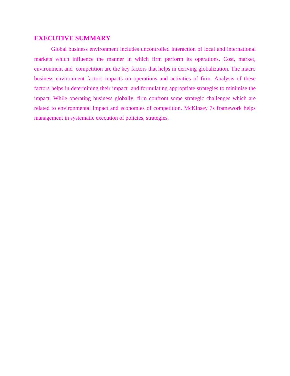 Tufwell Glass: Global Business Environment and Strategy