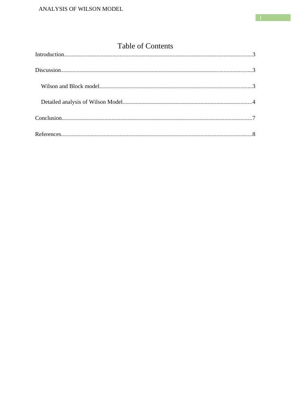Wilson Model and Organizational Stewardship Analysis