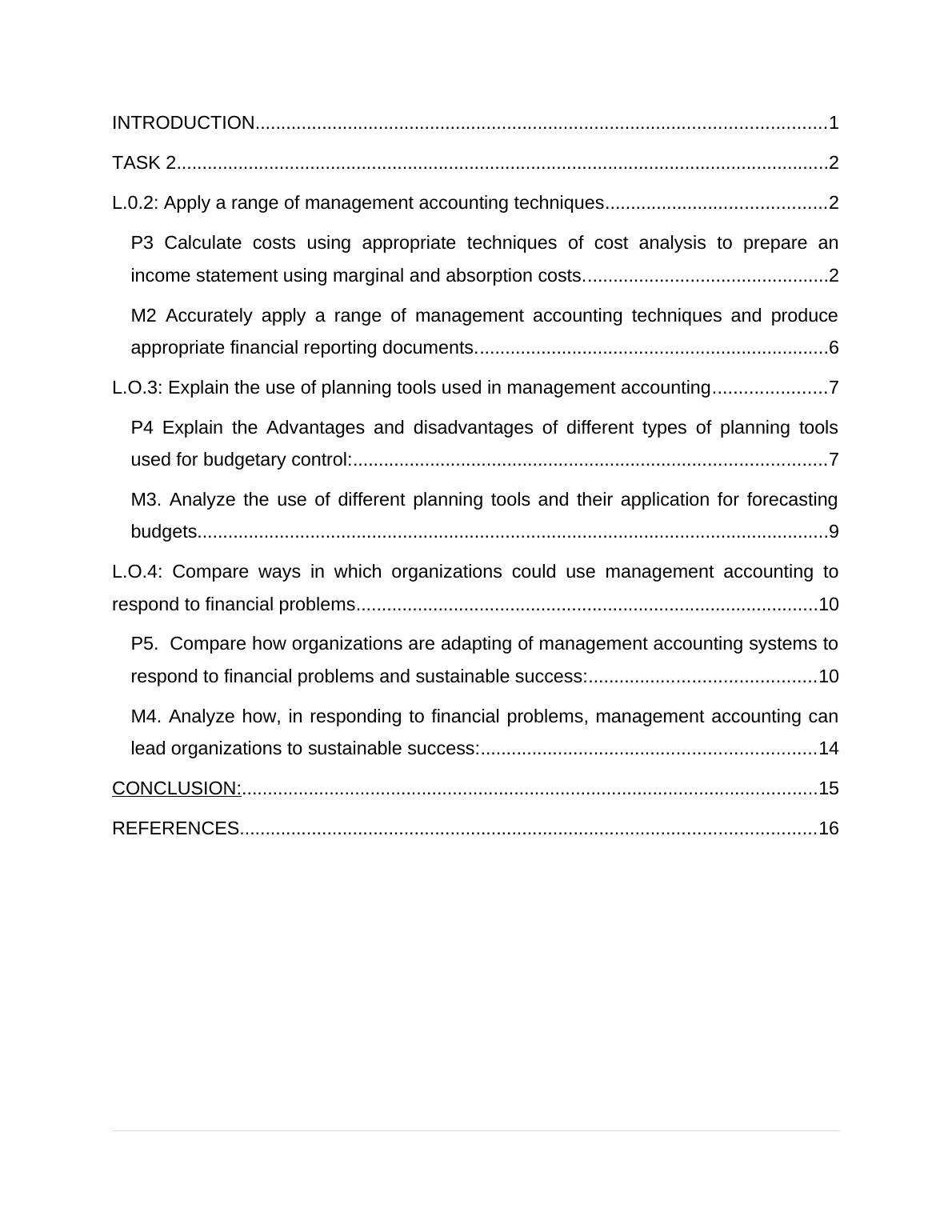 Management Accounting: Planning, Cost Analysis, and Success