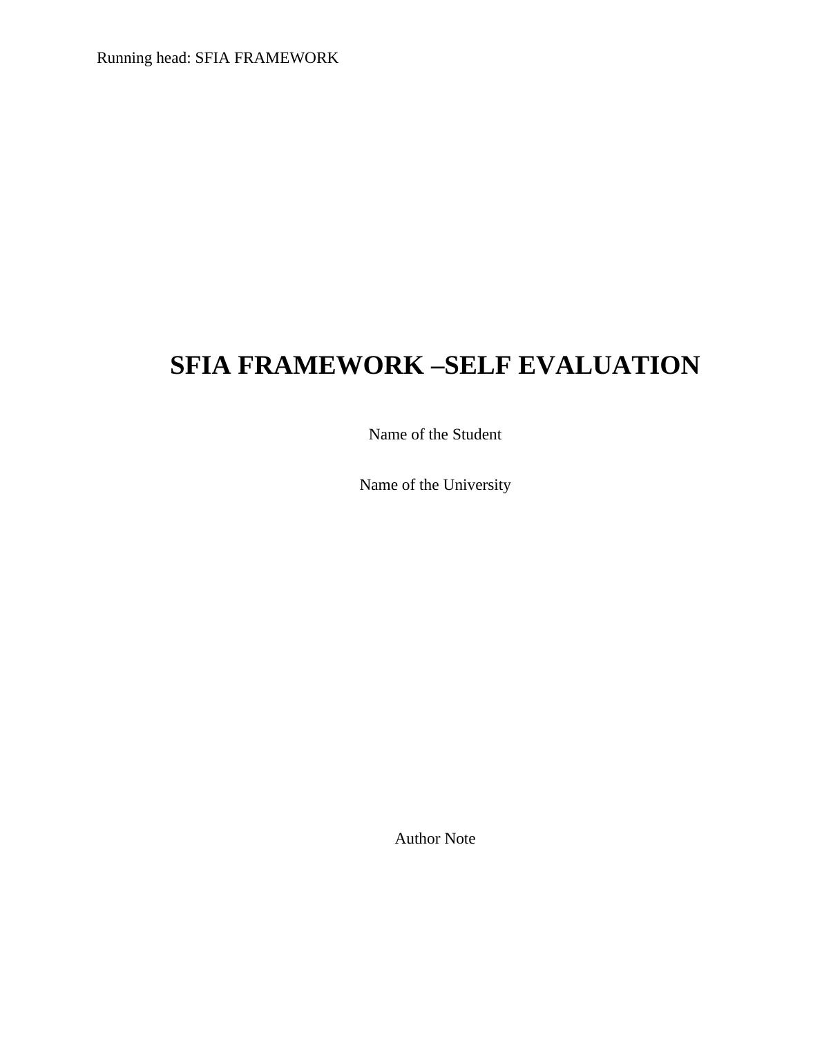 SFIA Framework - Self Evaluation