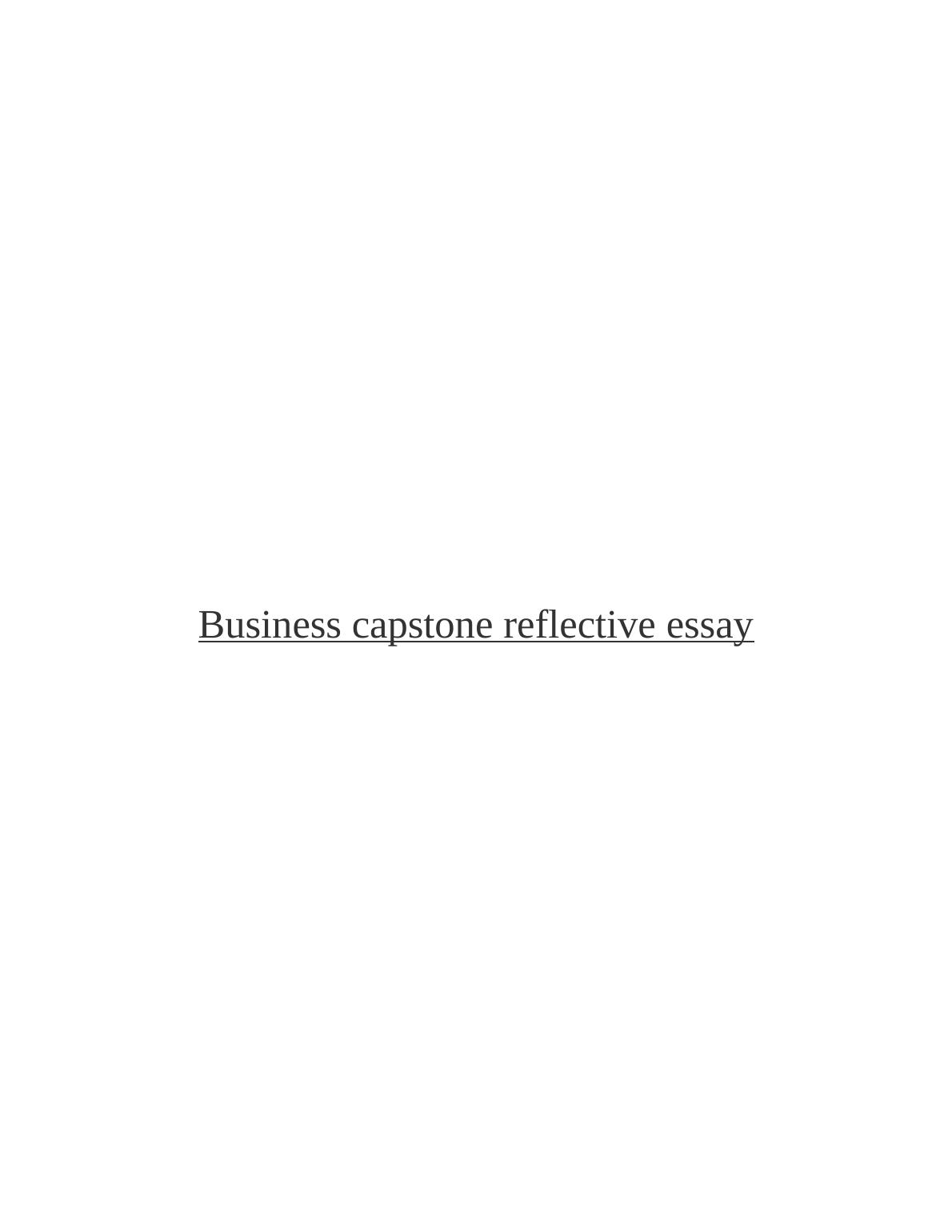 Business Capstone Reflective Essay