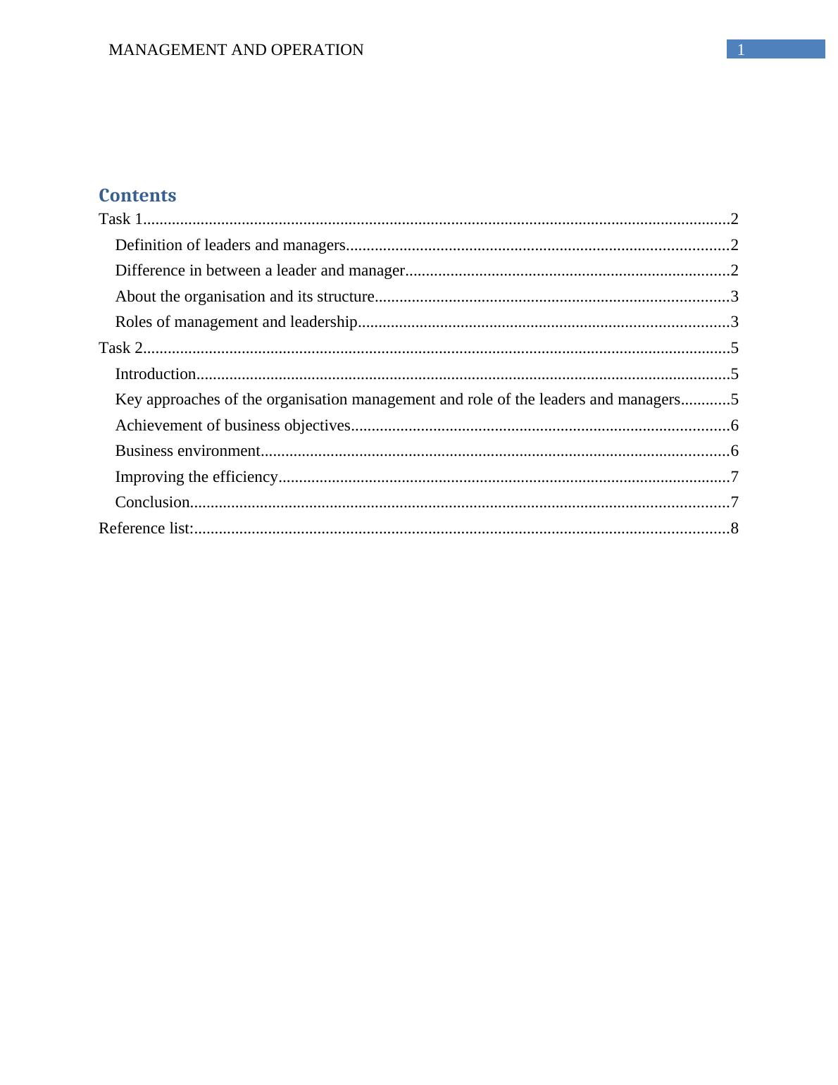 Management and Operation: Key Concepts and Analysis