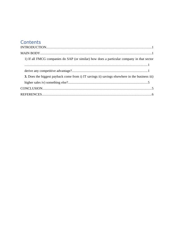 FMCG Companies: SAP, Competitive Advantage Analysis