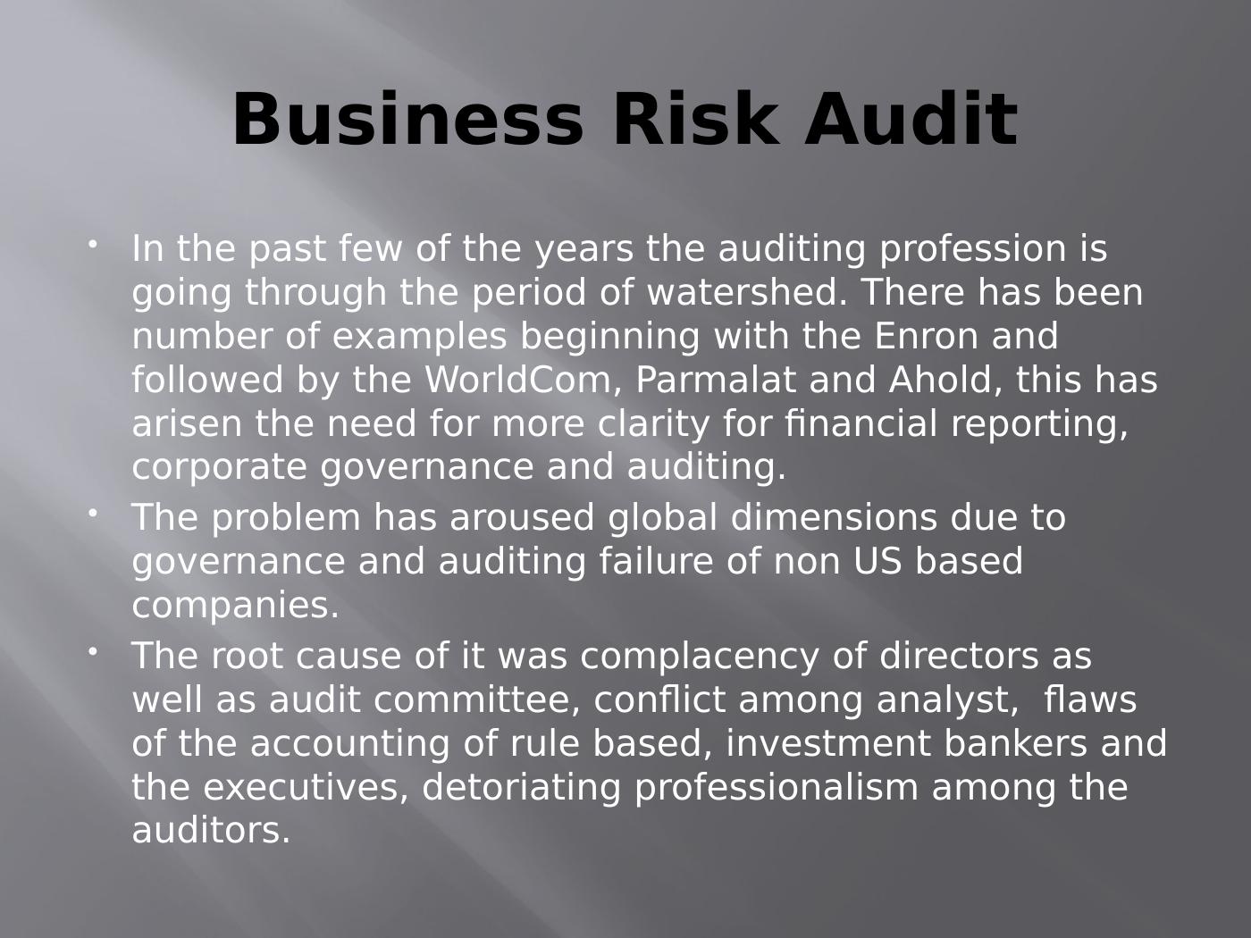 Business Risk Audit: Accounting Theory & Contemporary Issues