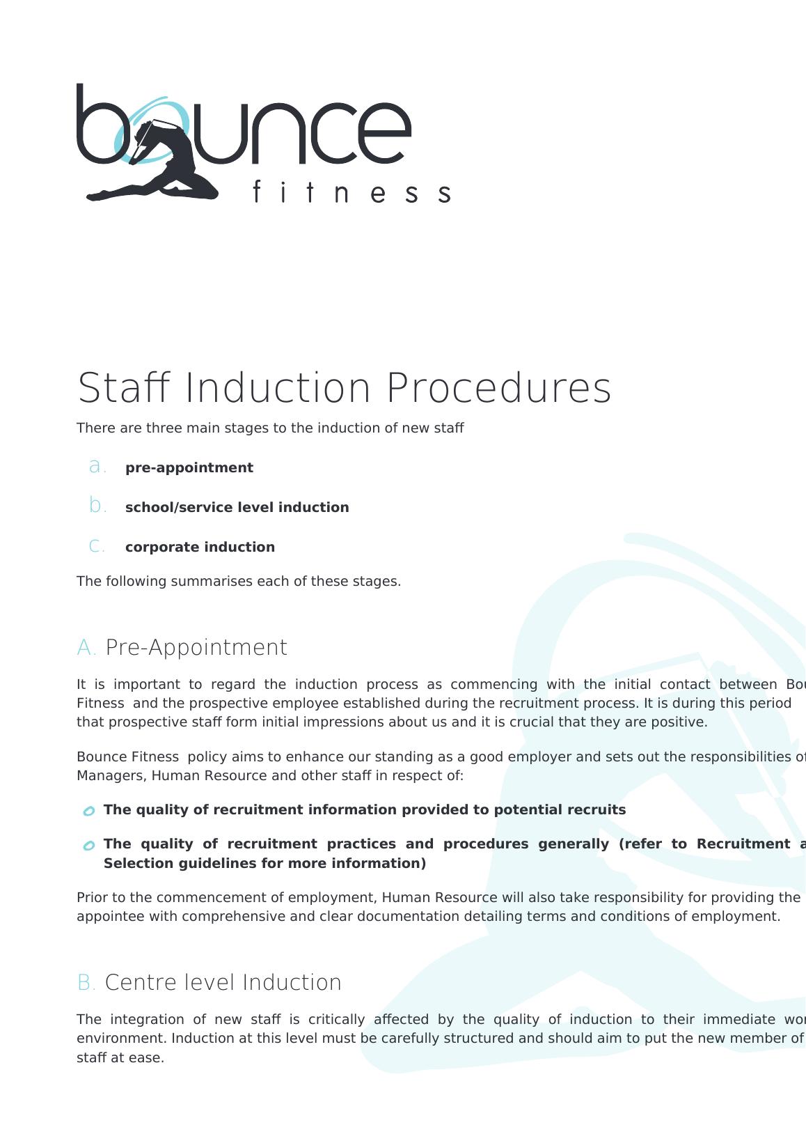 Staff Induction Procedures for New Staff | Desklib