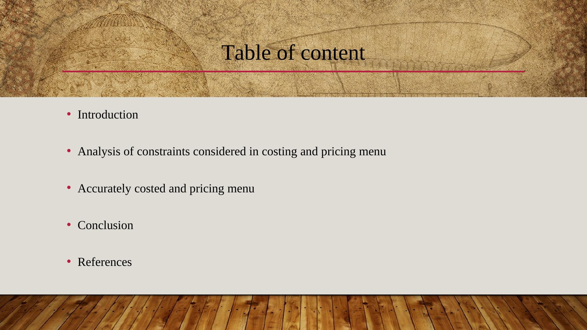 Restaurant Menu Development: Constraints and Design