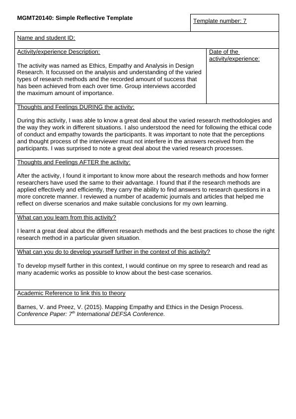 MGMT20140: Simple Reflective Template.