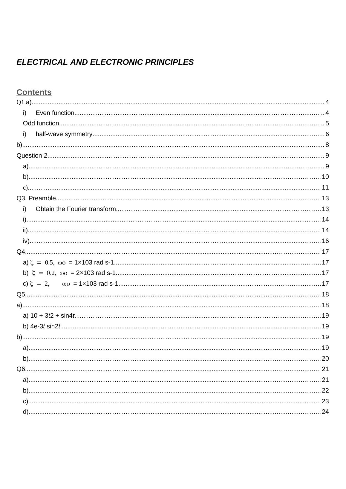 Electrical and Electronic Principles (EEP) TMA 3 Solutions