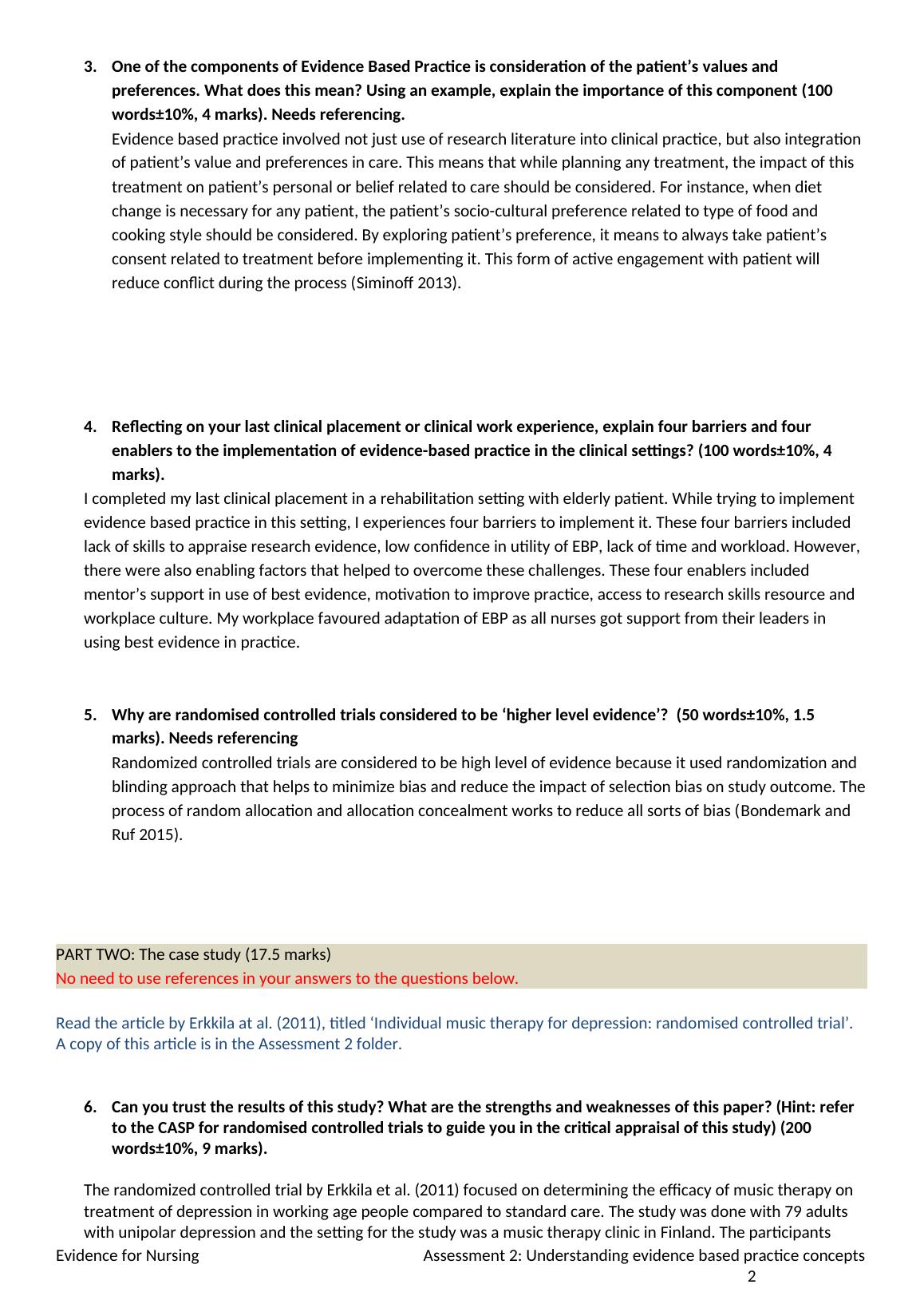 Nursing Assessment: Evidence Based Practice Concepts