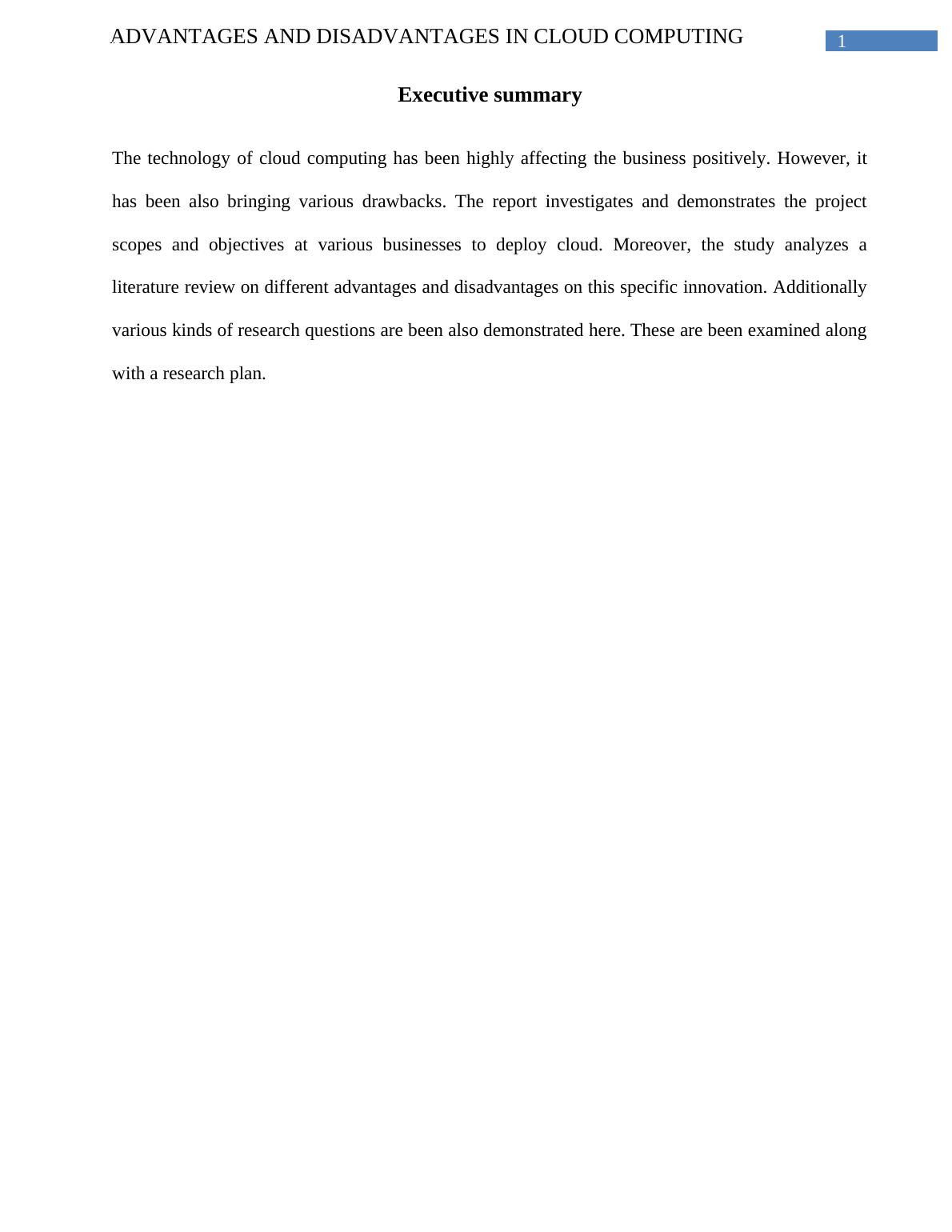 Advantages and Disadvantages in Cloud Computing