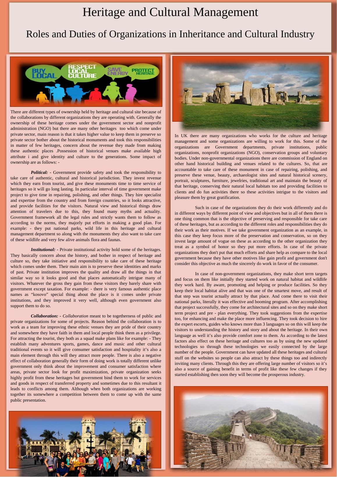 Roles & Duties in Heritage and Cultural Management