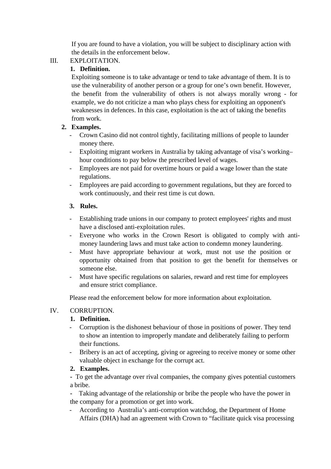 Ethical Violations and Code of Ethics: Crown Resorts