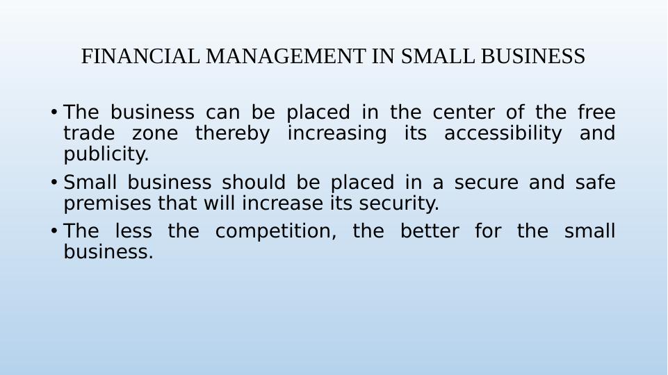 Financial Management In Small Business