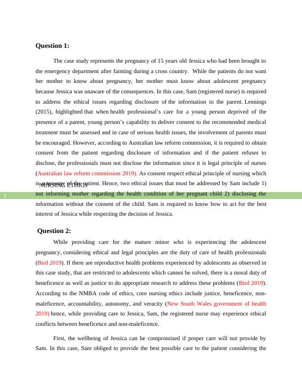 Nursing Ethics Case Study: Legal & Ethical Issues in Nursing