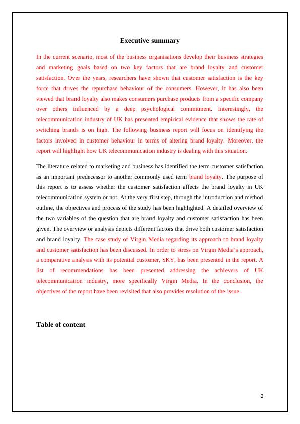 Brand Loyalty in UK Telecom: Customer Satisfaction Impact