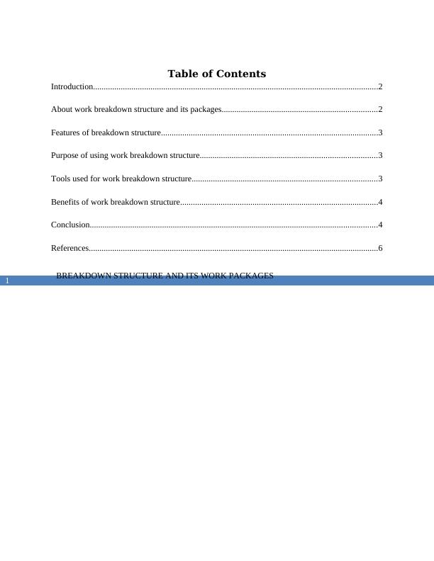 Project Planning: Breakdown Structure and Work Packages