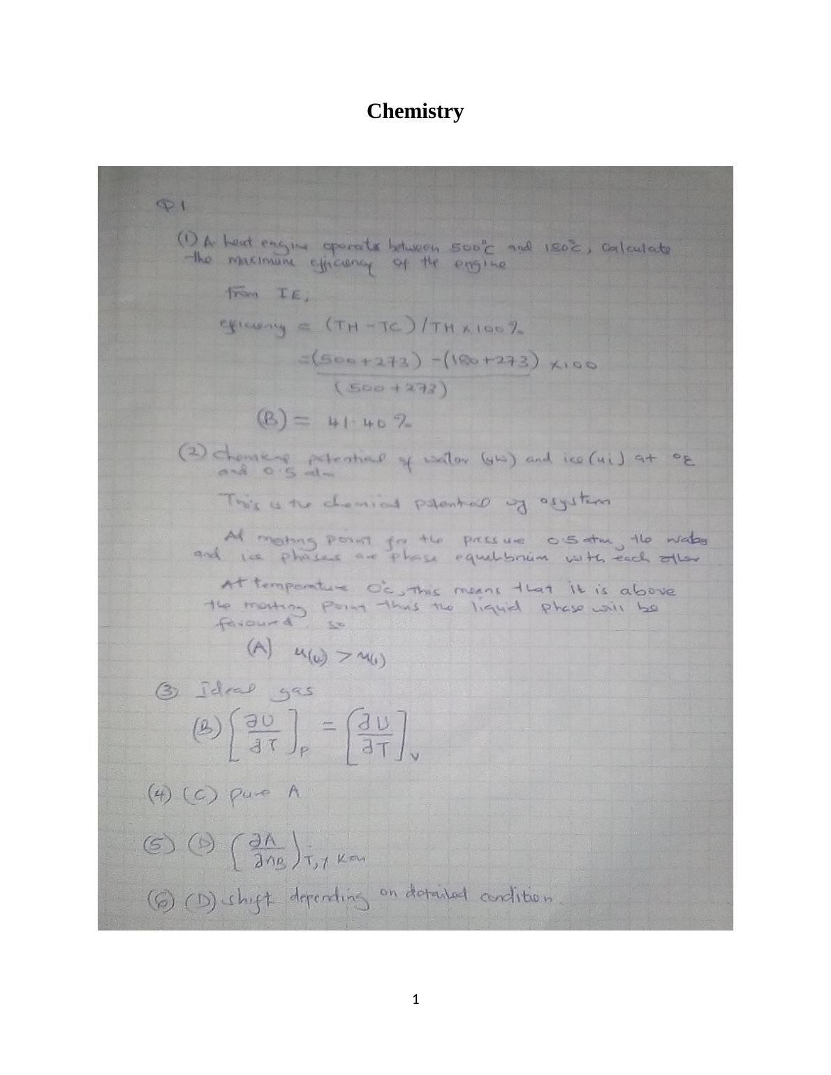 Chemistry | Question and Answer