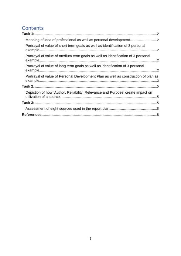 Academic Skills and PDP: Report Plan and Evaluation