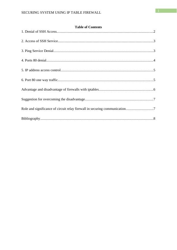 Securing System Using IP Table Firewall