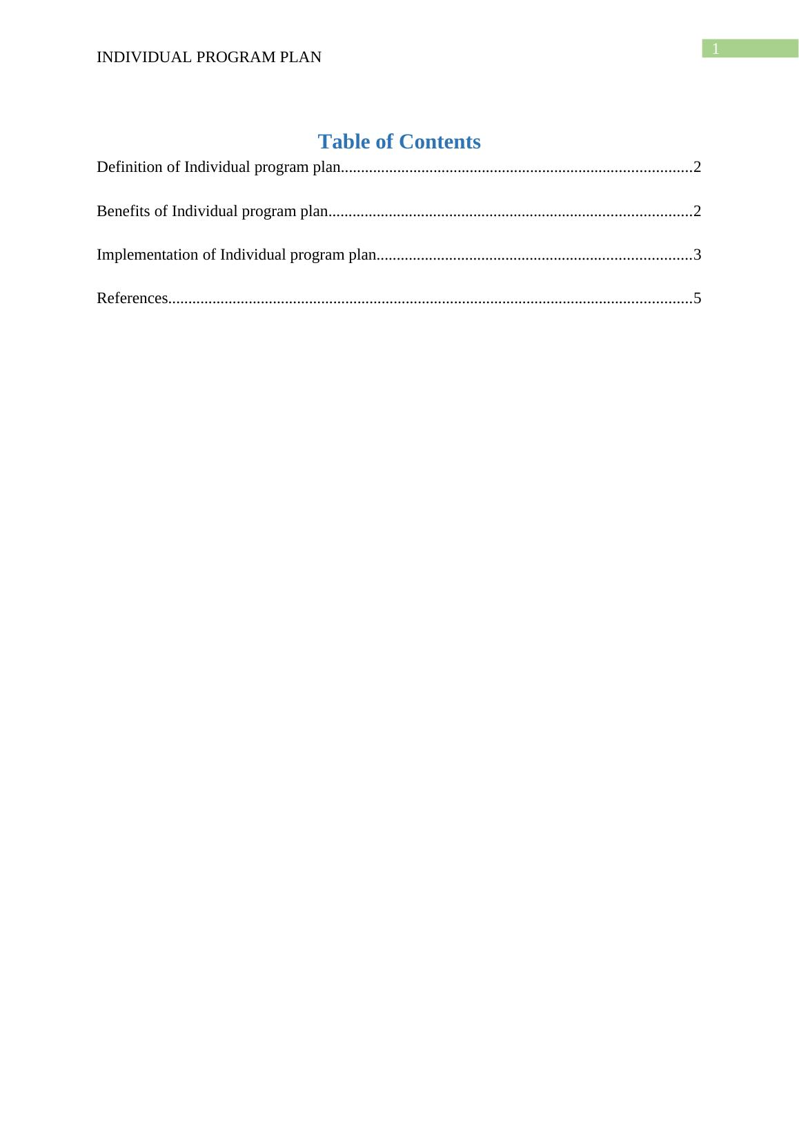 All about Individual Program Plan