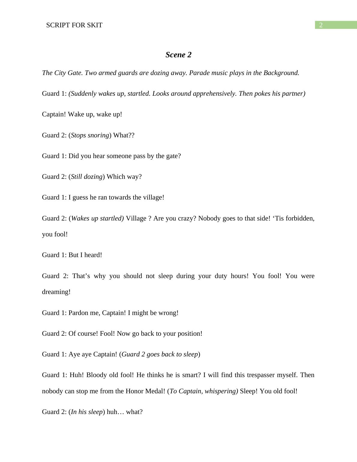 Script for Skit- The Secret