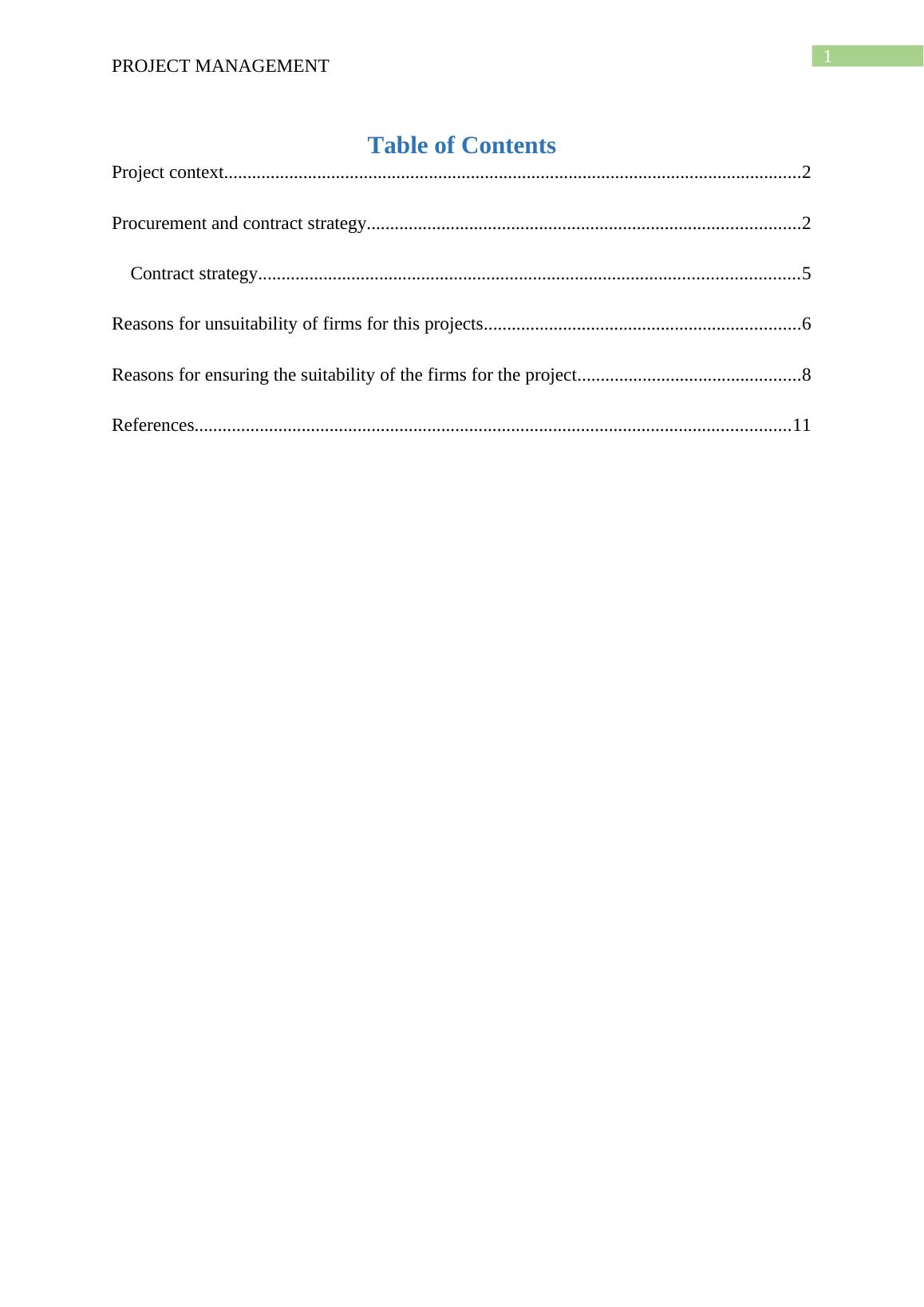 Project Context And Management Assignment