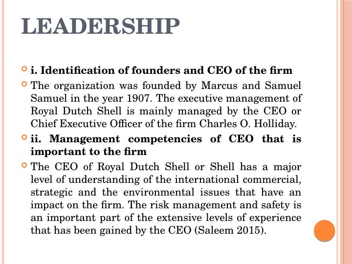 Capstone Project: Leadership and Ethics in Royal Dutch Shell