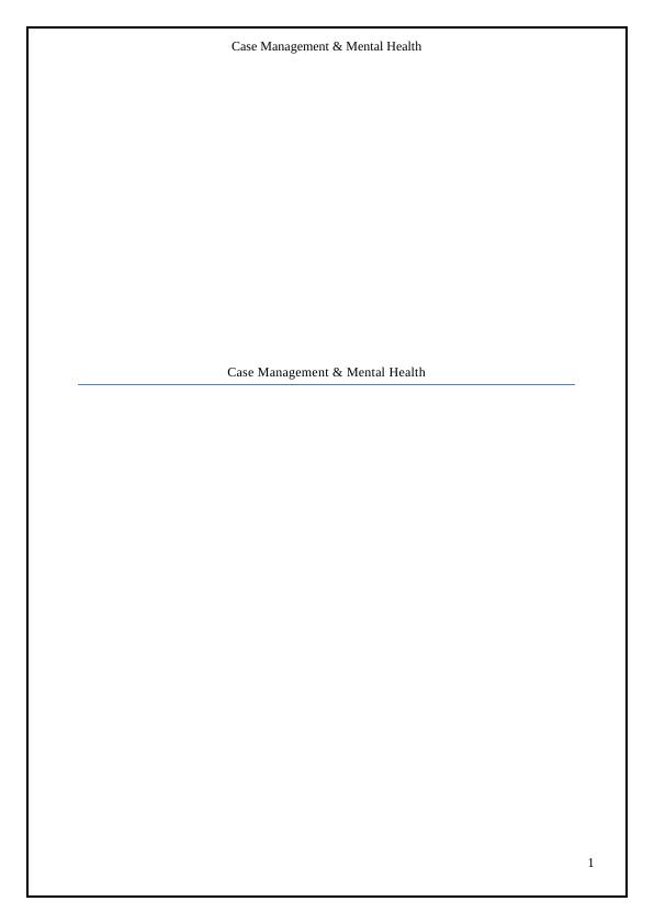 Case Management & Mental Health