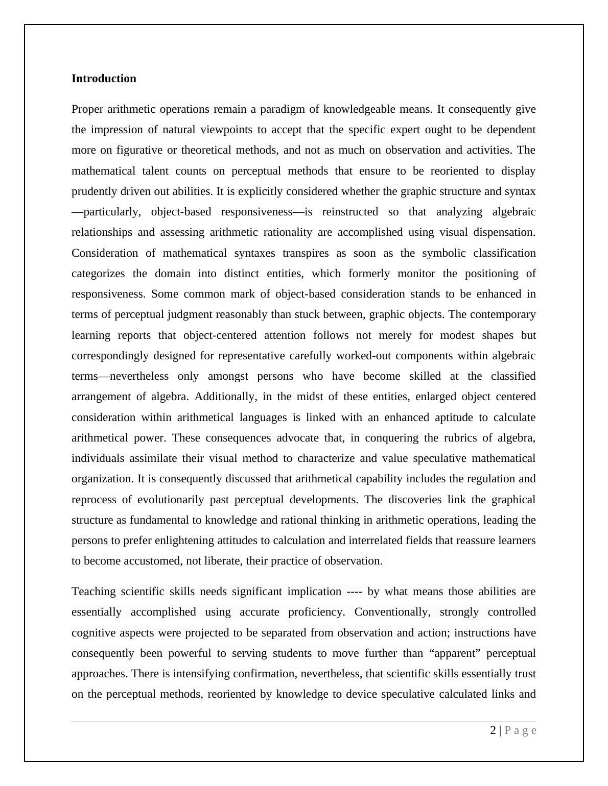 Object-Based Attention and Mathematical Thinking | Desklib