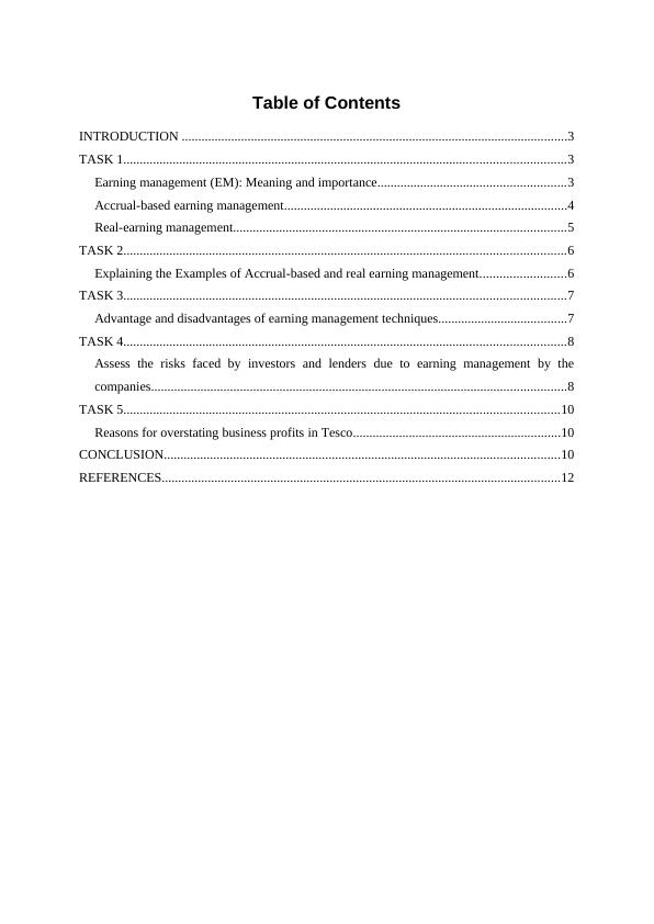 Earning Management: Techniques, Risks, and Tesco Case