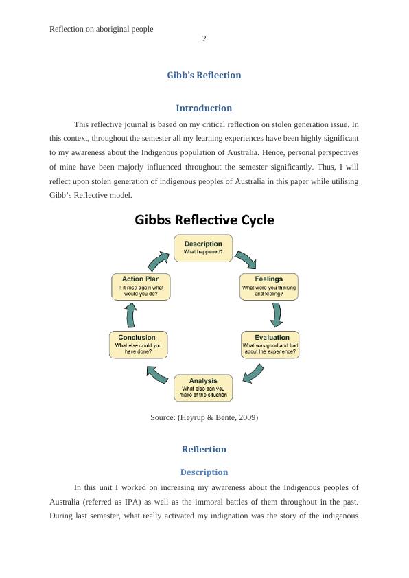 Reflection on Aboriginal People - Desklib
