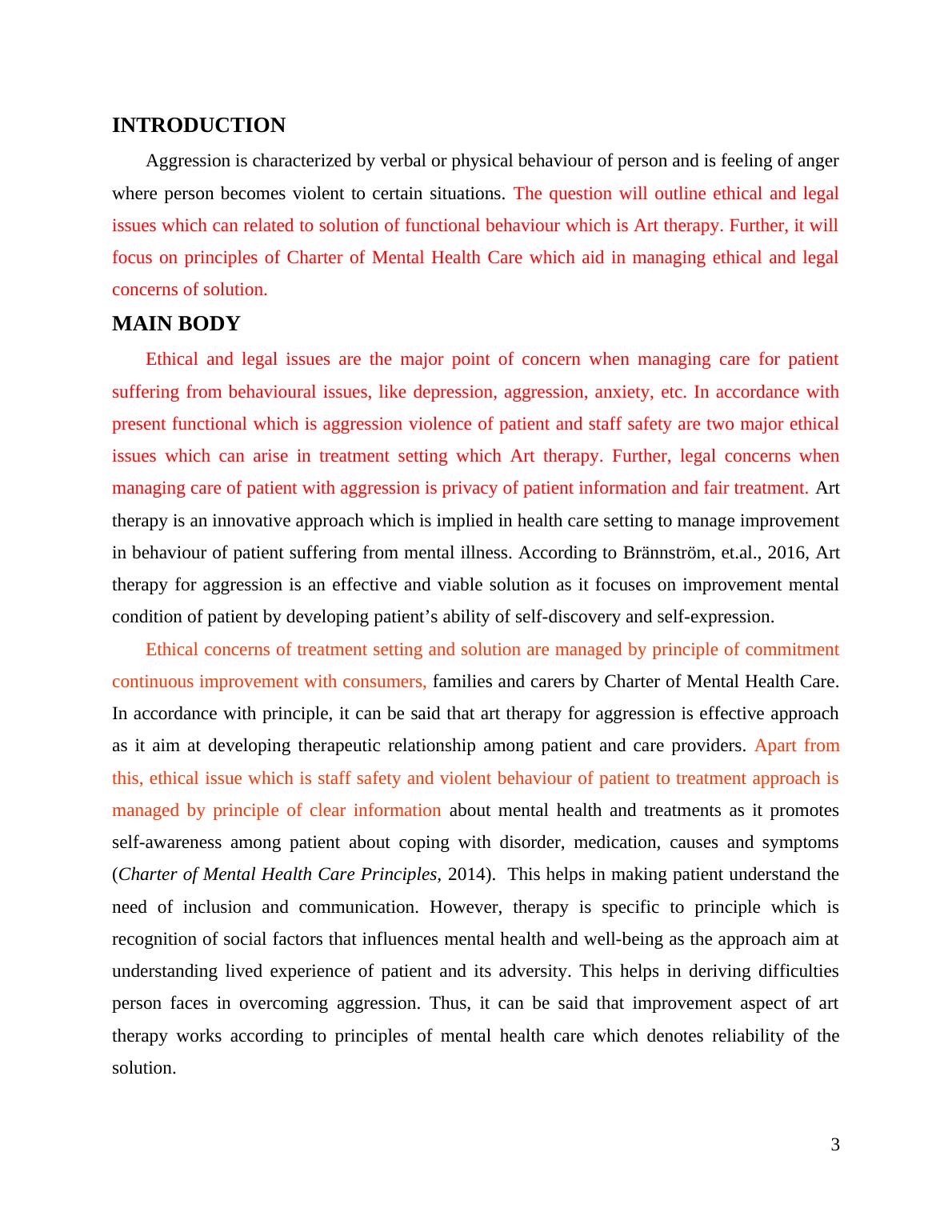 Principles of Charter of Mental Health Care - Case Study