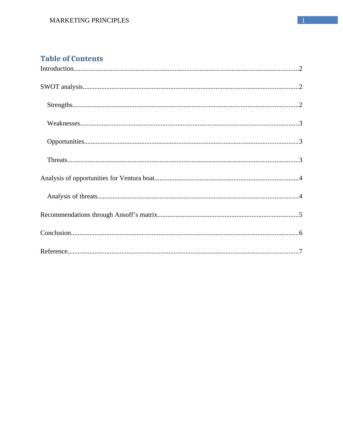 Ventura Boat: SWOT, Ansoff Matrix, and Marketing Report