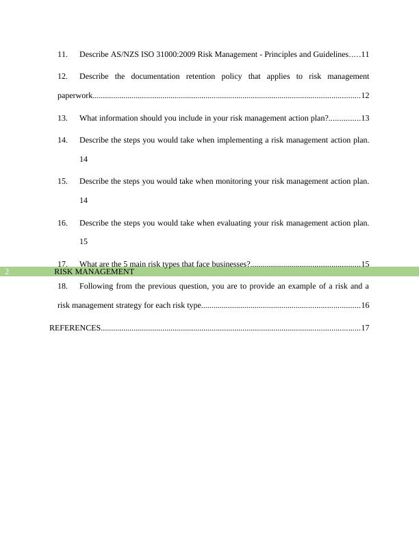 Risk Management Question Answer 2022