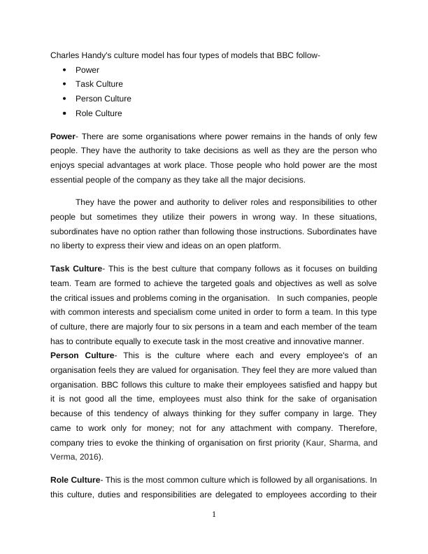 How does culture, power and politics affect the behaviour within BBC