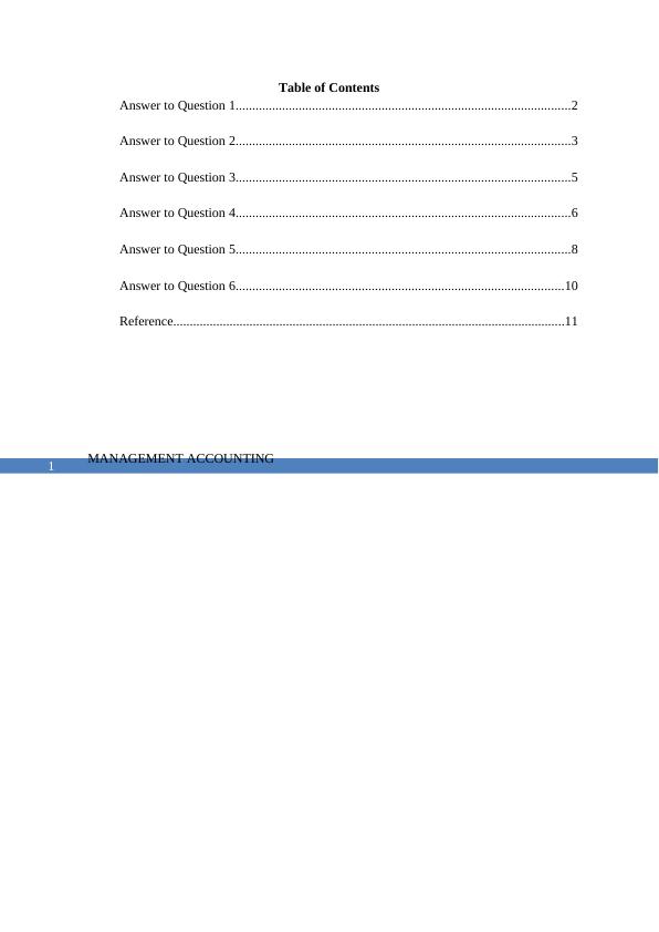 MAA262: Management Accounting Assignment Solutions