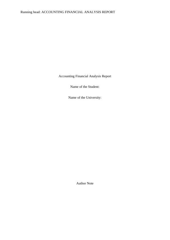 Accounting Financial Analysis Report