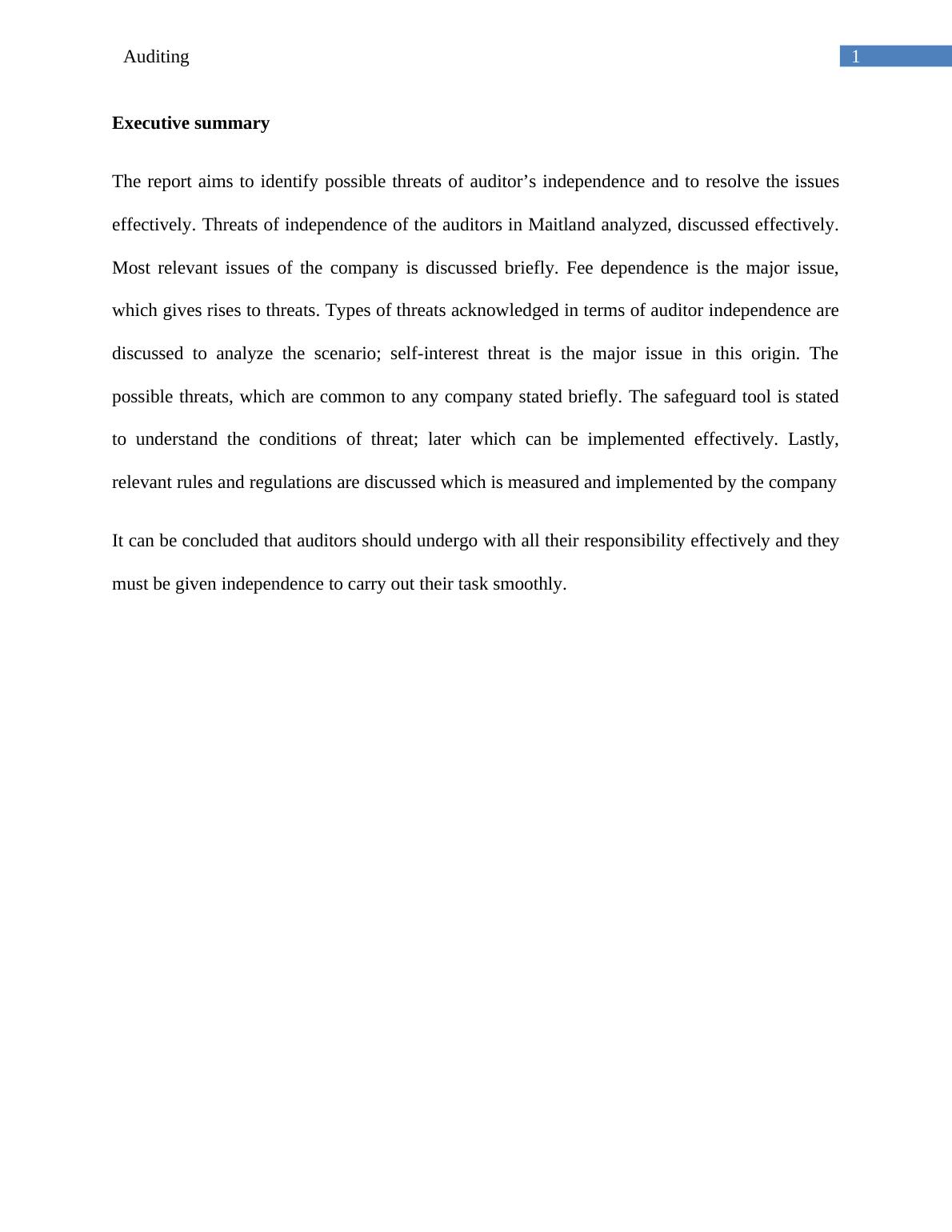 Auditing and Auditor Independence - PMB Security Ltd