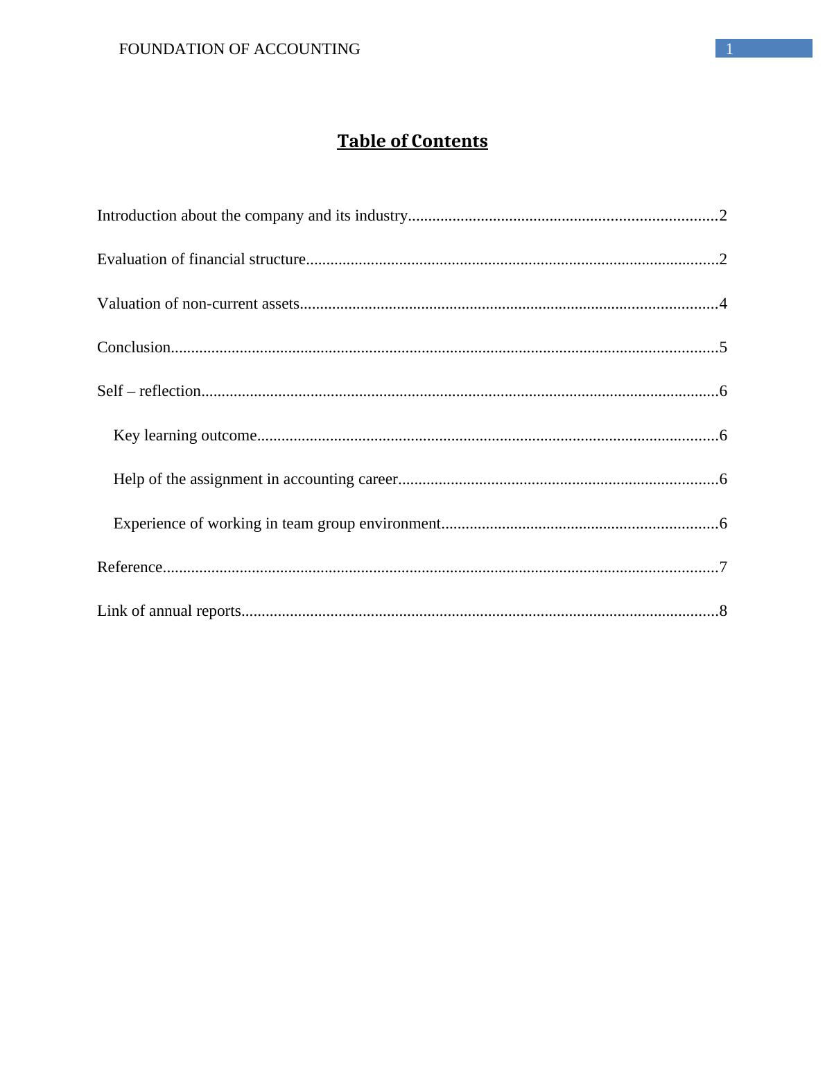 Foundation Of Accounting Assignment 2022