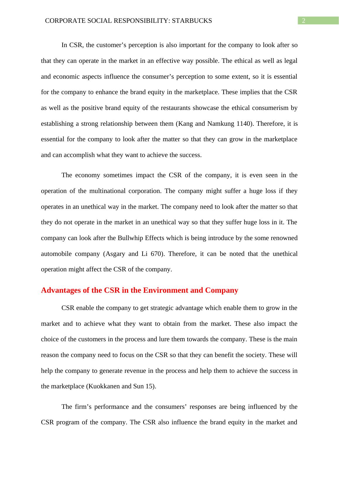 CORPORATE SOCIAL RESPONSIBILITY STARBUCKS