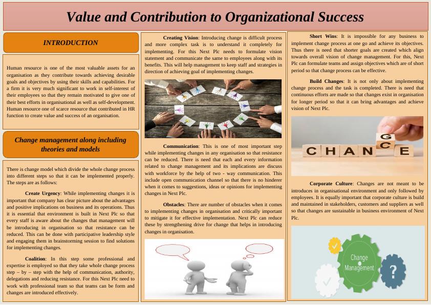 Value and Contribution to Organizational Success - Desklib