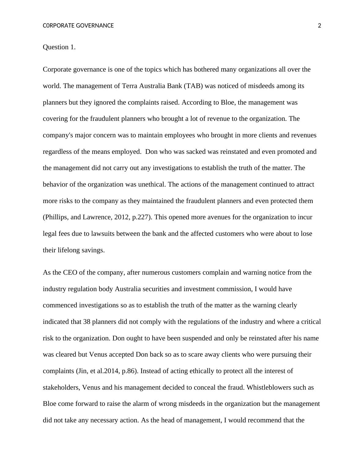 Corporate Governance Case Study: Terra Australia Bank