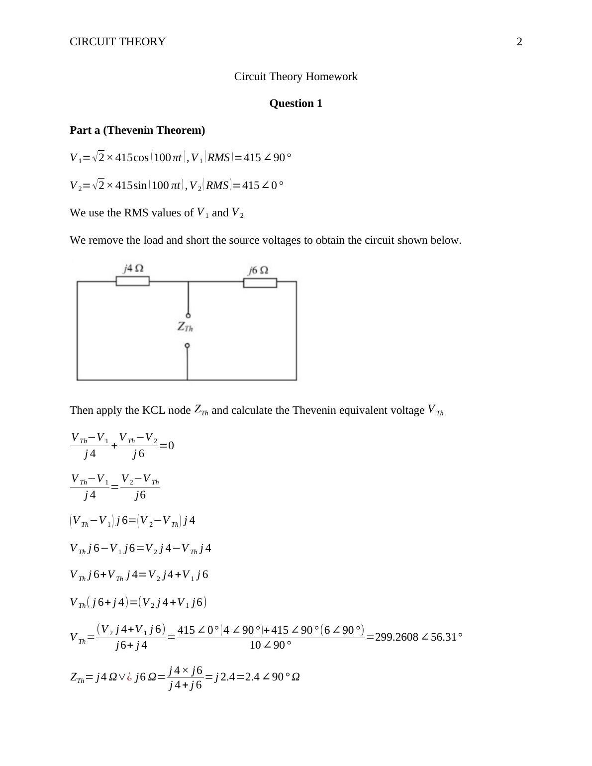 Teesside University Circuit Theory Assignment Solution