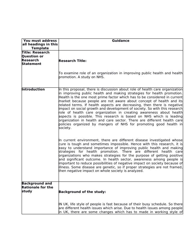 Role of an Organization in Improving Public Health and Health Promotion ...